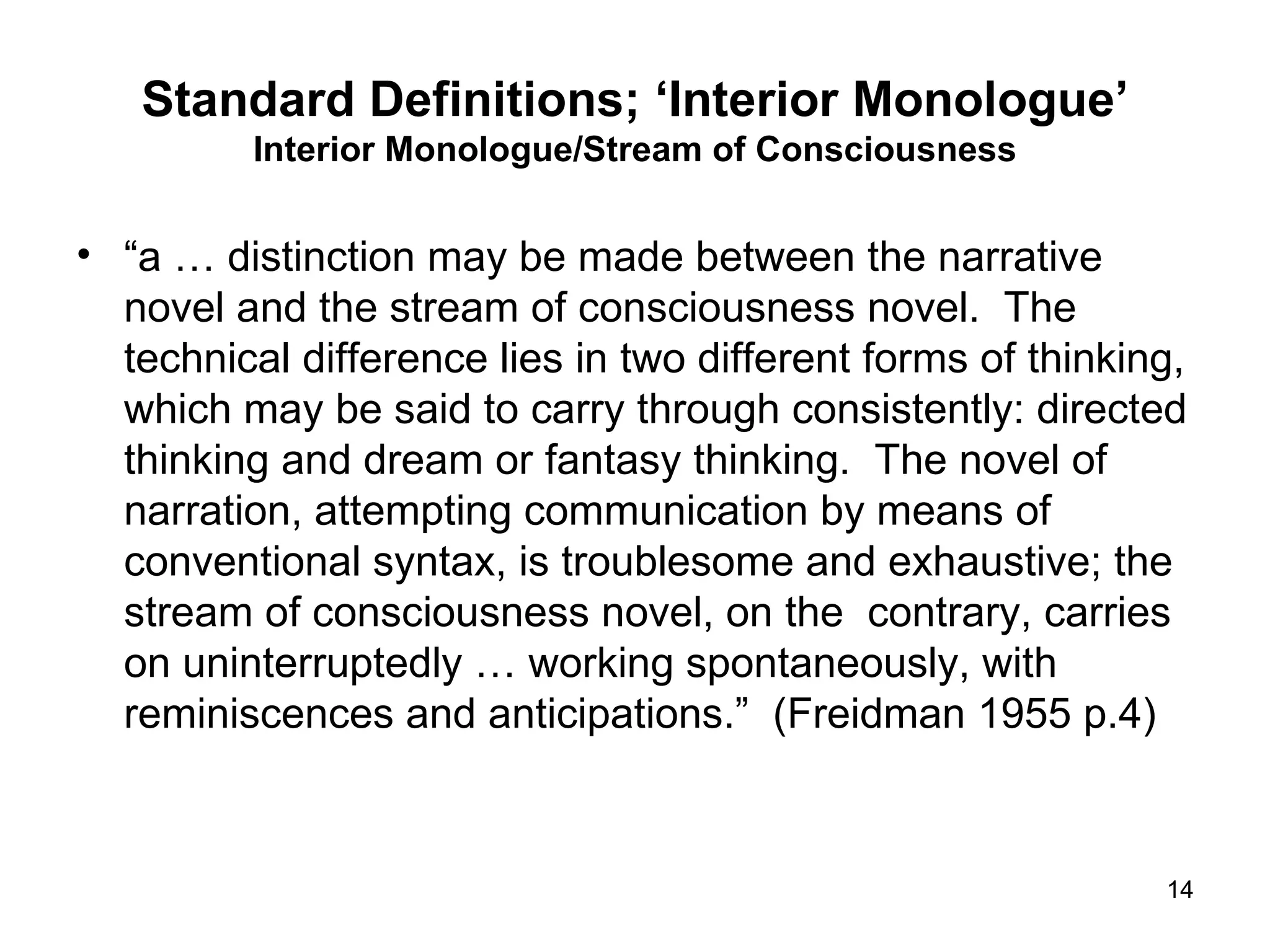 Brief History of the Interior Monologue | PPT