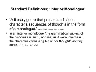 Brief History of the Interior Monologue | PPT