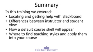 Introduction to Blackboard at HPU | PPT