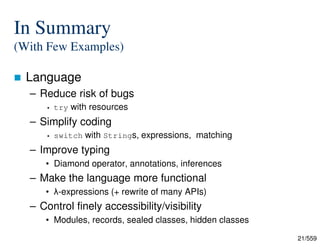 Evolution and Examples of Java Features, from Java 1.7 to Java 26 | PDF