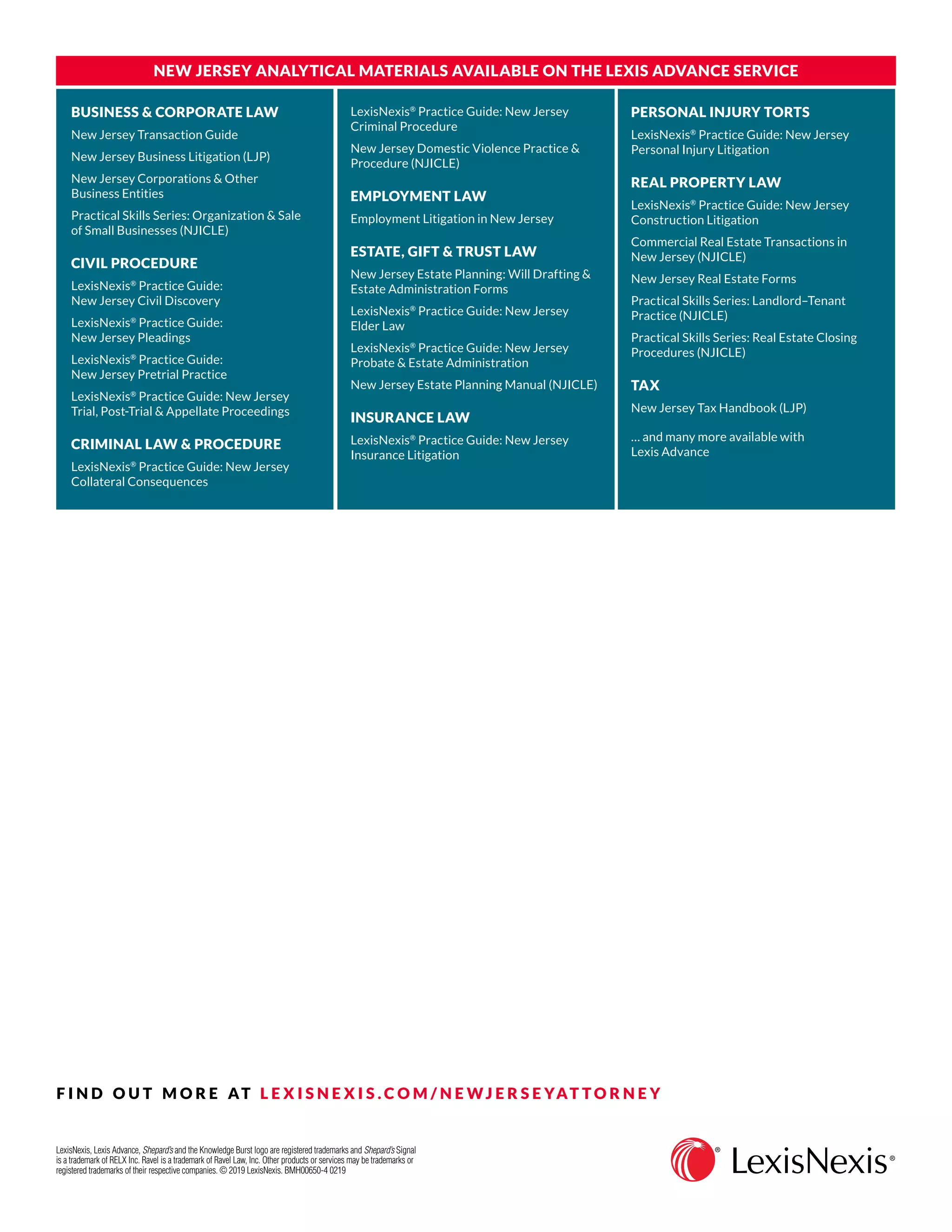 New Jersey Specific Content on Lexis Advance | PDF