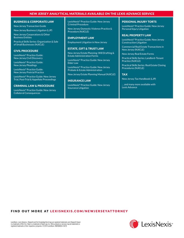 New Jersey Specific Content on Lexis Advance | PDF