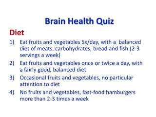 Healthy Brain Aging: Exercise, Nutrition, and Preventing AD | PPTX