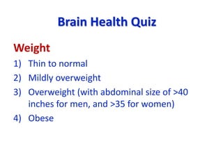Healthy Brain Aging: Exercise, Nutrition, and Preventing AD | PPTX