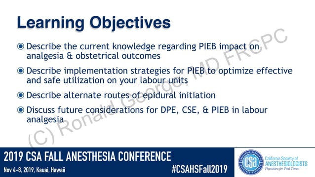 Update labor analgesia - PIEB, CSE, DPE | PPT
