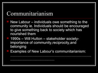 New labour ideology | PPT | Civic affairs | Politics