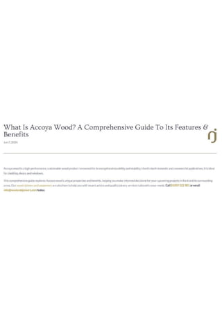 What Is Accoya Wood? A Comprehensive Guide To Its Features & Benefits ...