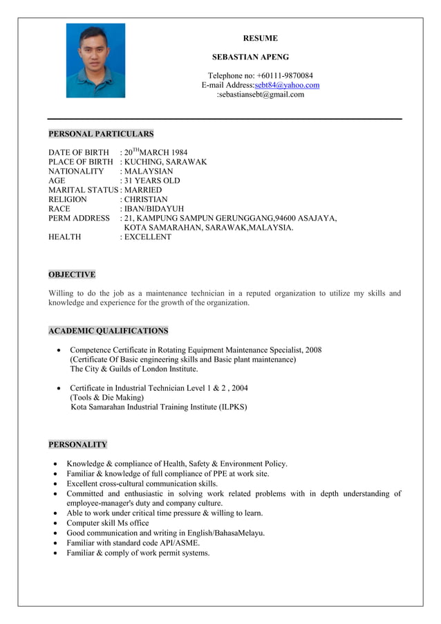 SEBASTIAN RESUME | PDF | Civil Engineering Industry | Industries