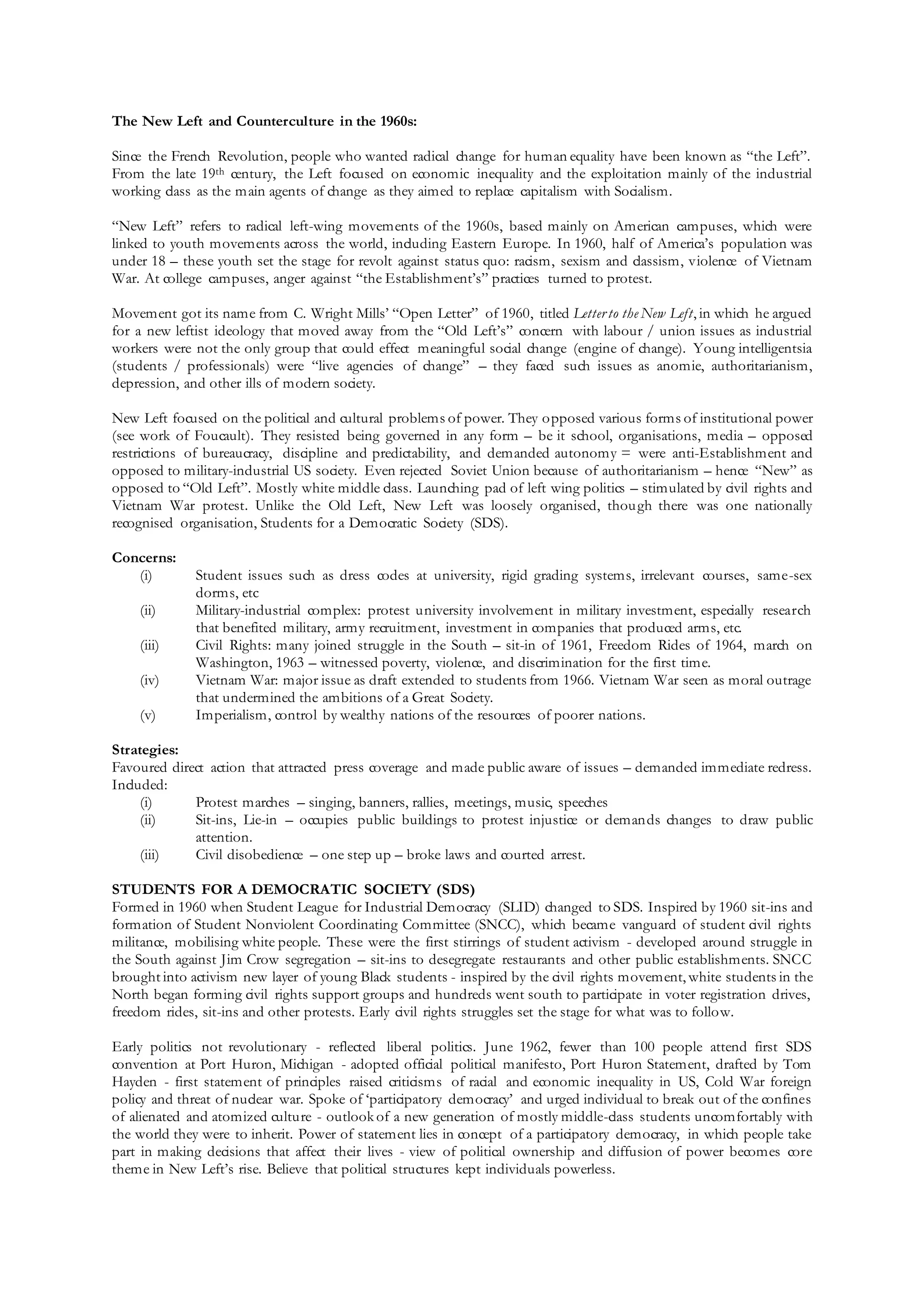 New left 1960s | DOCX