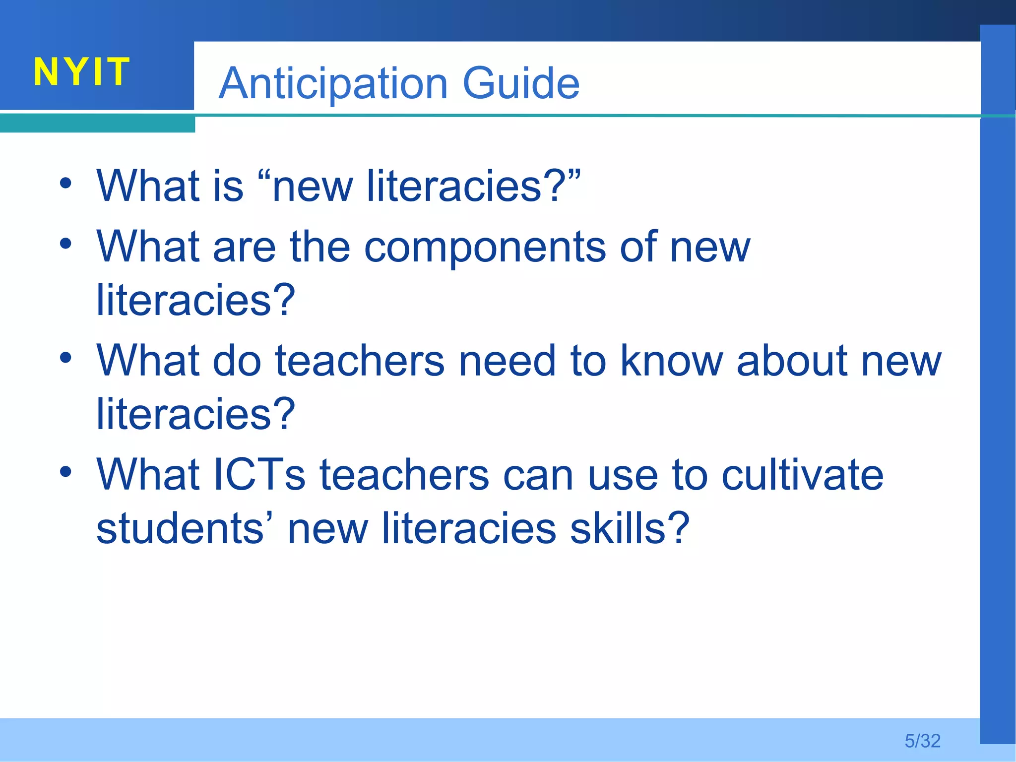New literacies Definition and Components | PPT