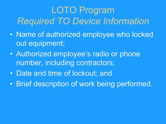 LOTO Training | PPTX | Physics | Science