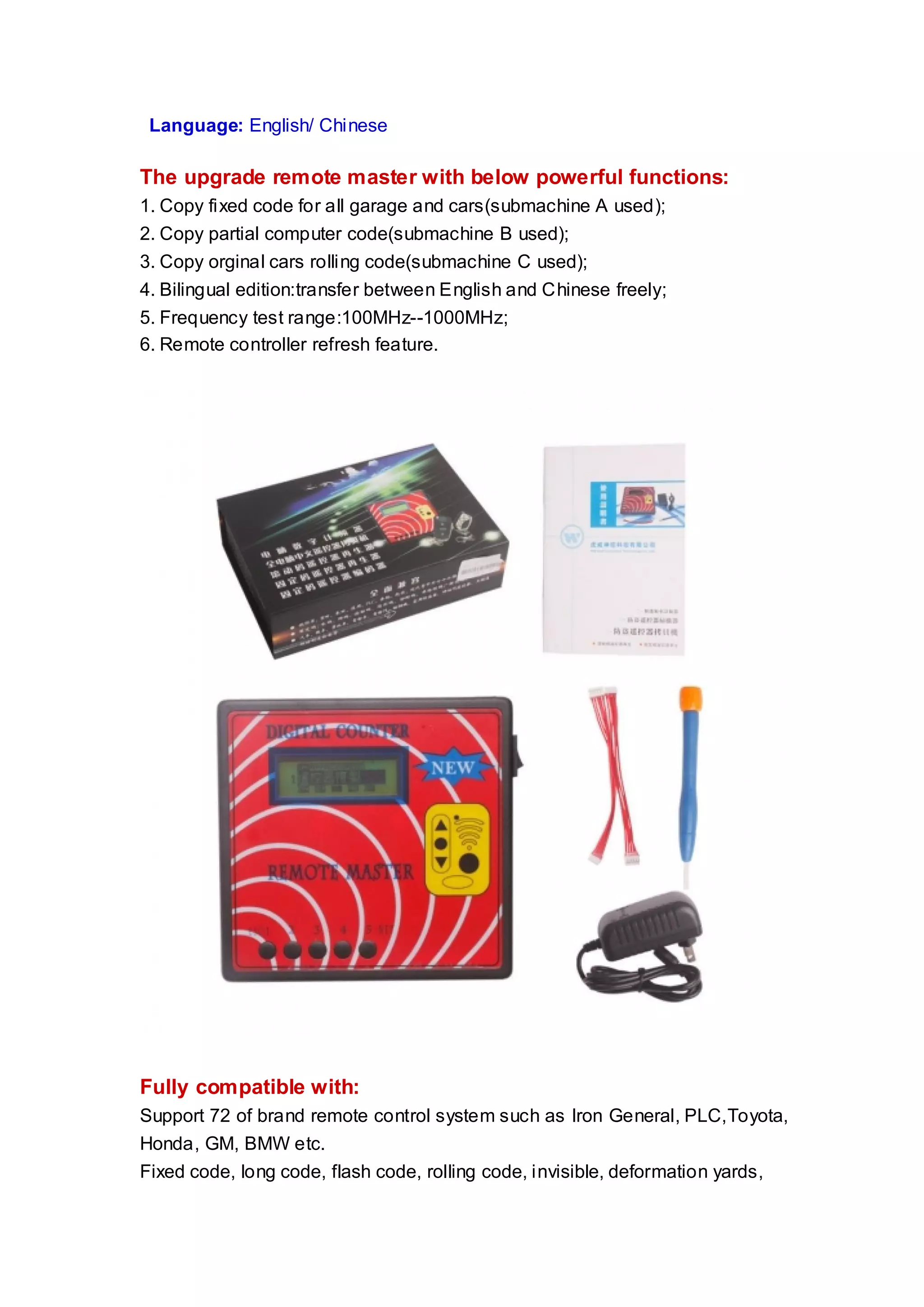 Newly master counter remote control copier | PDF