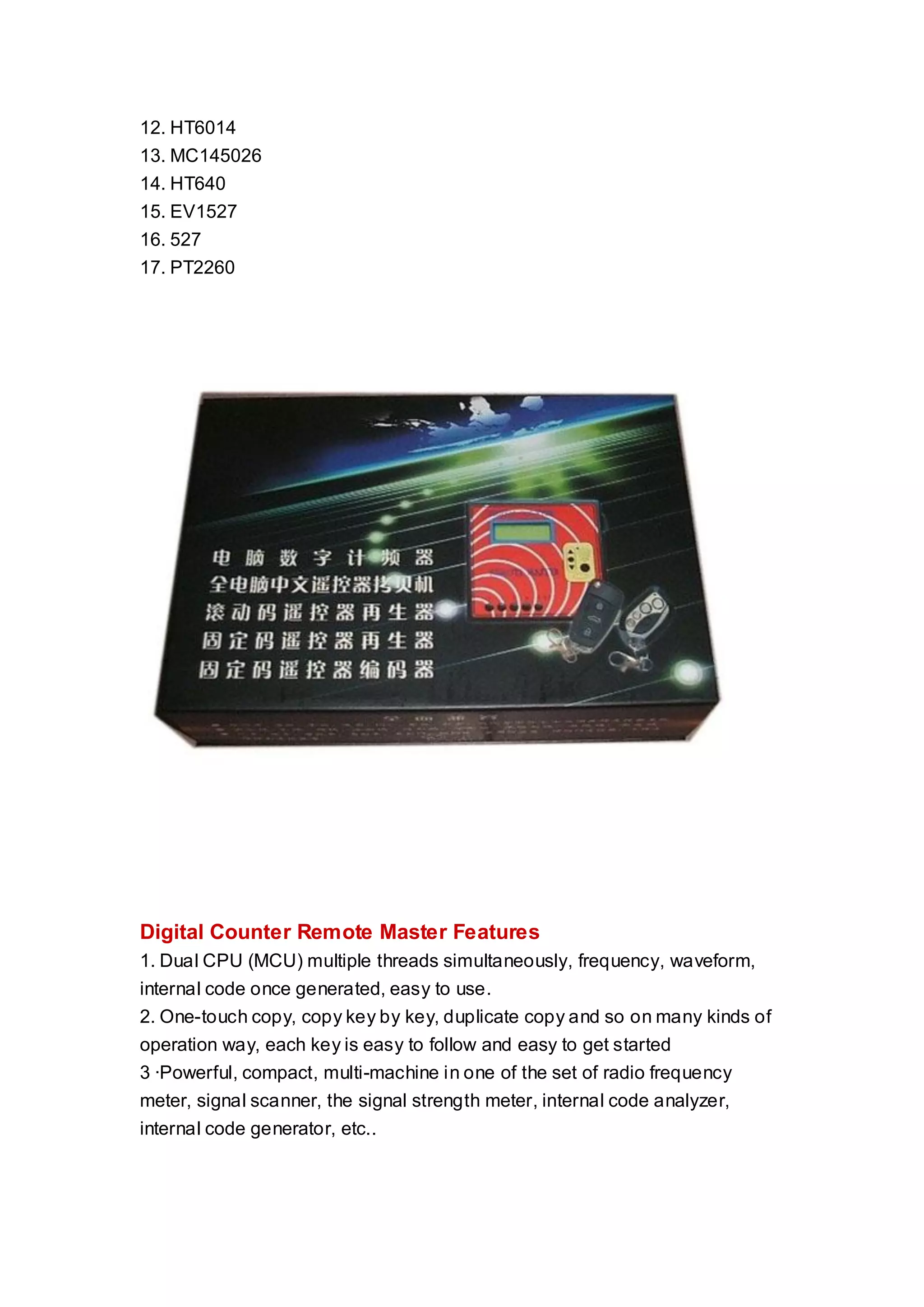 Newly master counter remote control copier | PDF