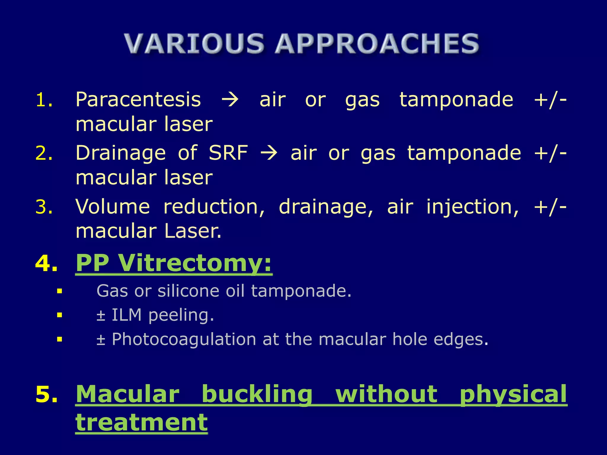 THE MANAGEMENT OF MYOPIC MACULAR HOLE RETINAL DETACHMENT | PPT