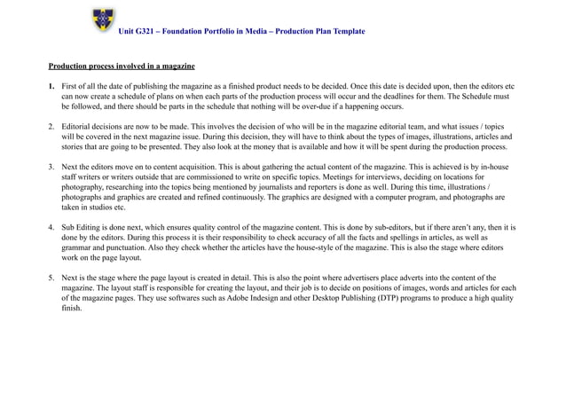 New magazine production plan template | PDF | Desktop Publishing ...