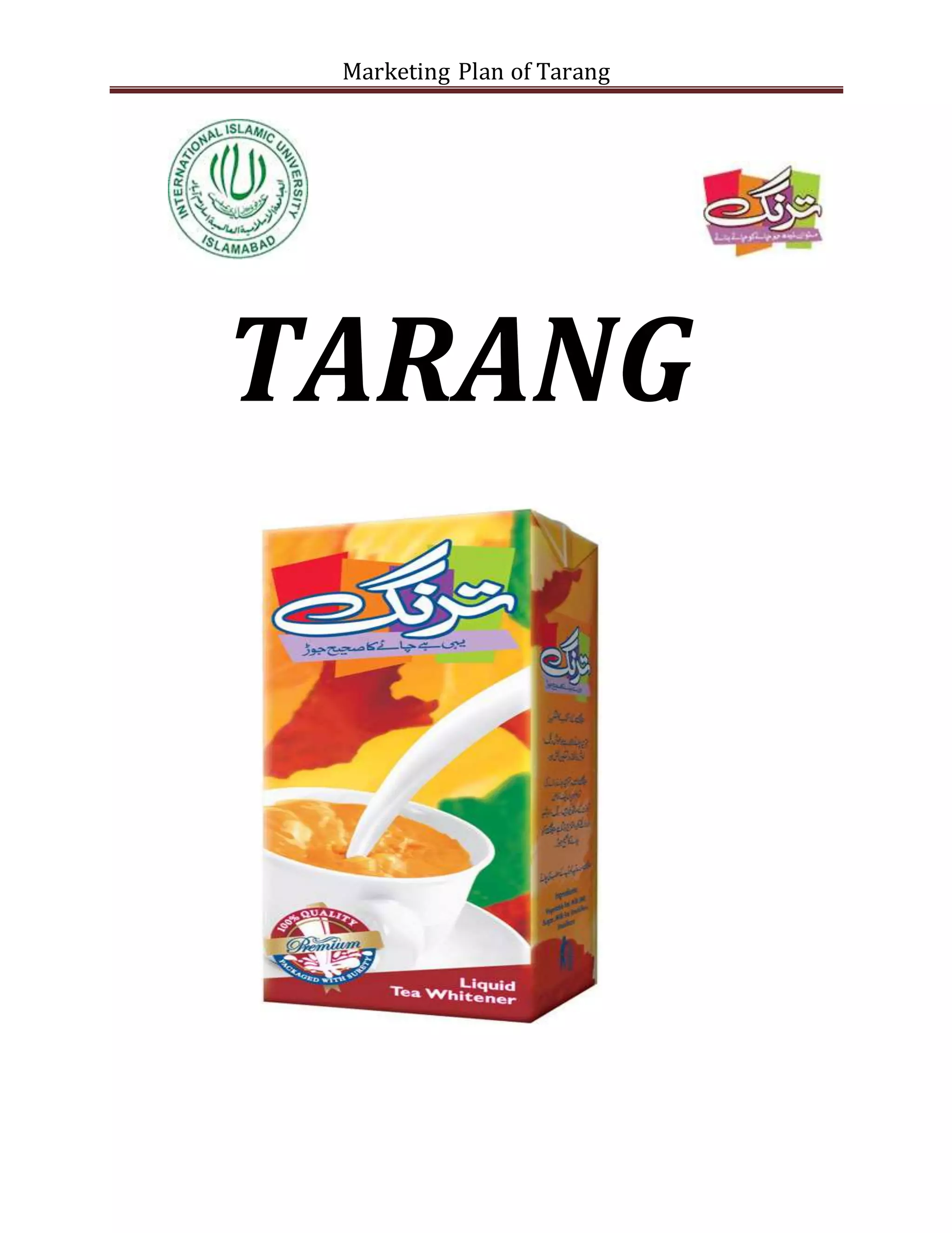 Marketing plan of Tarang | DOCX
