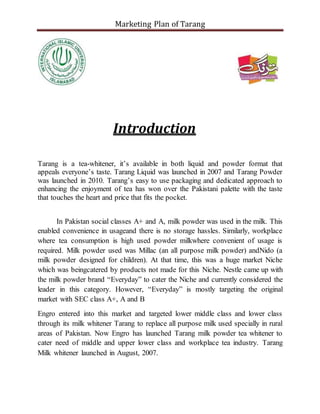 Marketing plan of Tarang | DOCX