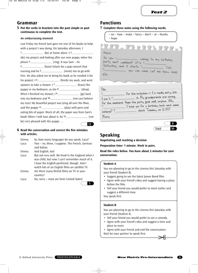 - New Matrix Pre-Intermediate Tests.pdf
