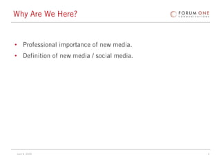 New Media Tools and How to Use Them / Forum One Communications | PPT