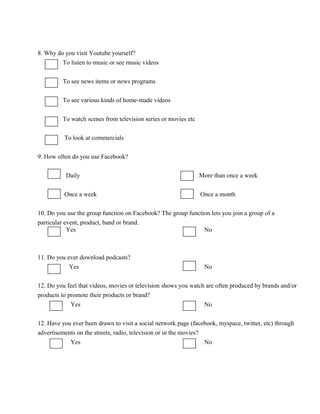 New Media survey questionnaire | DOC