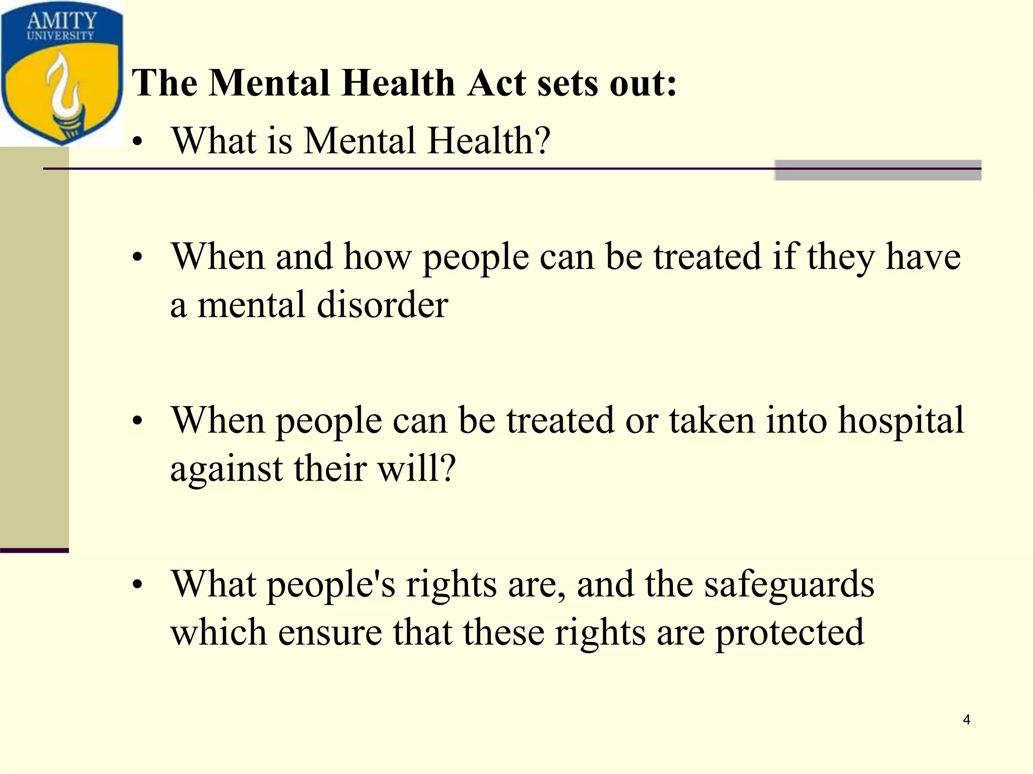 New mental health act tanu ppt | PPTX