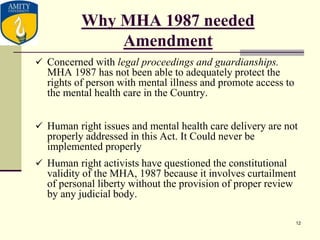 New mental health act tanu ppt | PPTX