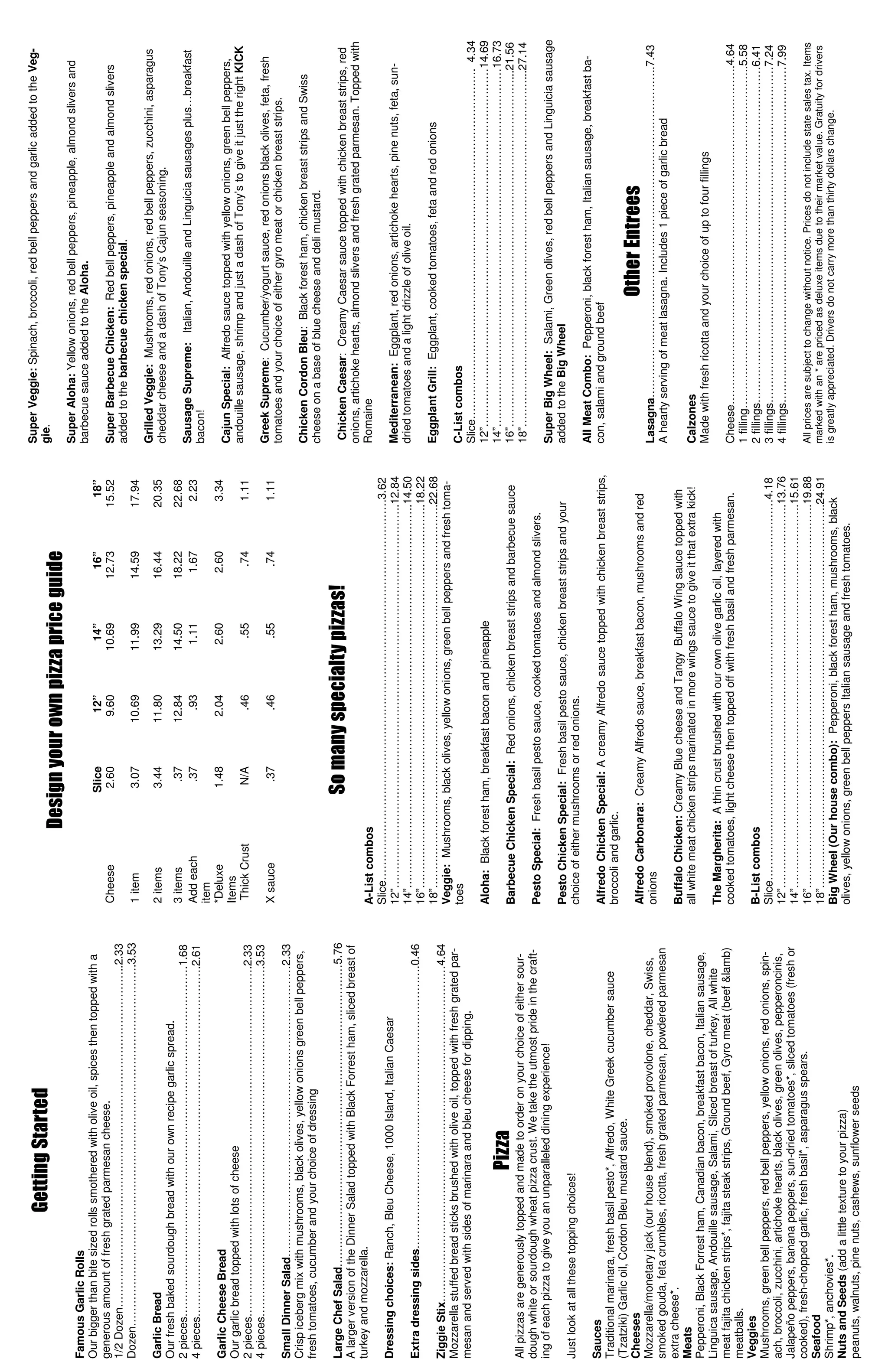Free Wheeler Menu | PDF