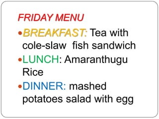 New menu timetable | PPTX