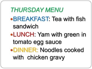 New menu timetable | PPTX