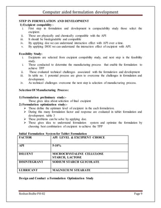 COMPUTER AIDED FORMULATION DESIGN EXPERT SOFTWARE CASE STUDY | DOCX