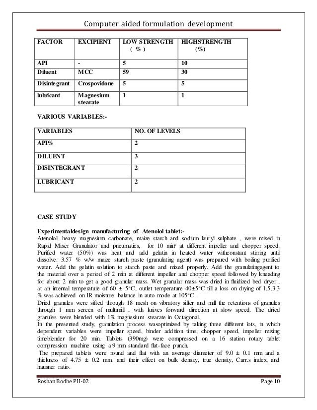 COMPUTER AIDED FORMULATION DESIGN EXPERT SOFTWARE CASE STUDY