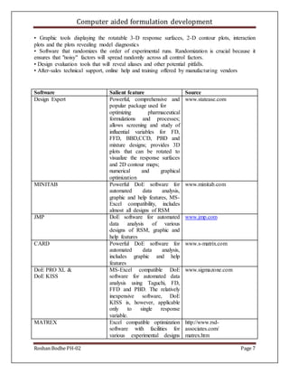 COMPUTER AIDED FORMULATION DESIGN EXPERT SOFTWARE CASE STUDY | PDF