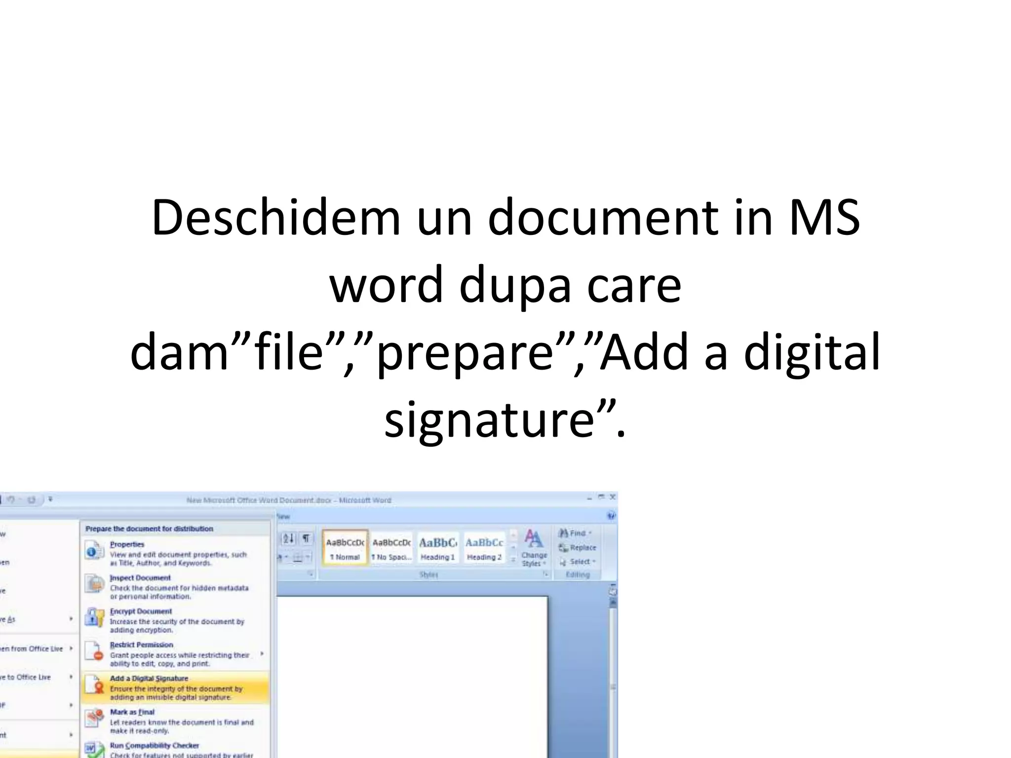 semnatura digitala a unui document word | PPTX