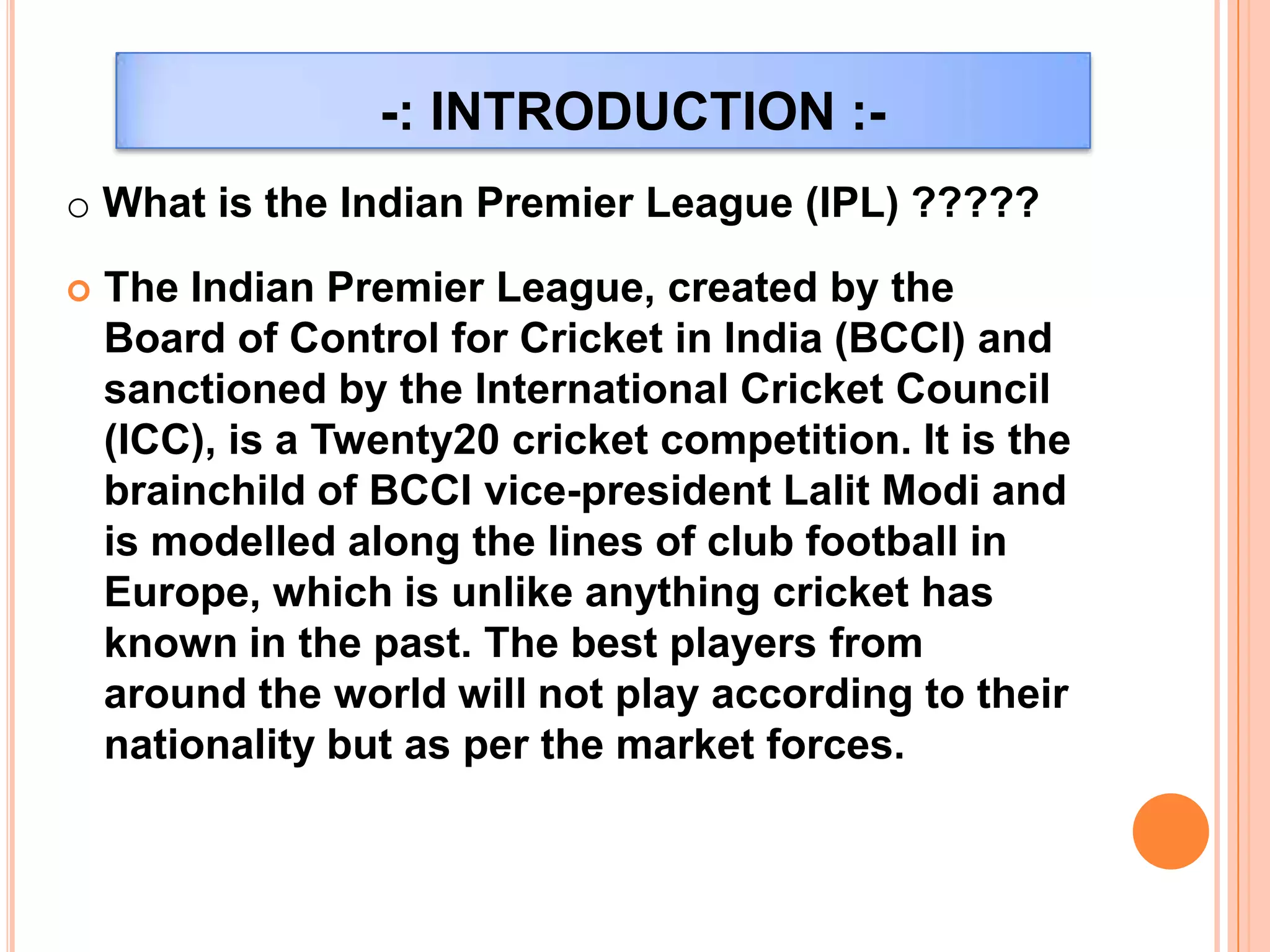 IPL THE BUSINESS | PPTX