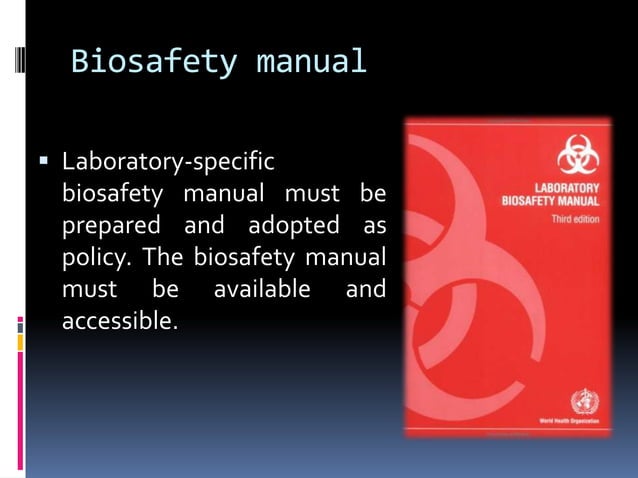 Biosafety and ethics in Molecular biology laboratory | PPTX | First Aid ...