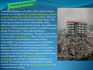 DISASTER AND ITS CAUSES | PPTX