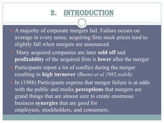 Cultural Conflict and Merger Failure...!!! | PPTX