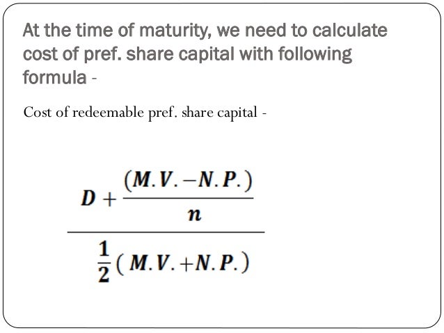 cost of preference share capital and weighted average cost