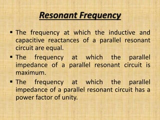 Resonance in parallel rlc circuit | PPTX