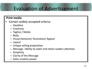Evaluation of advertisement | PPT