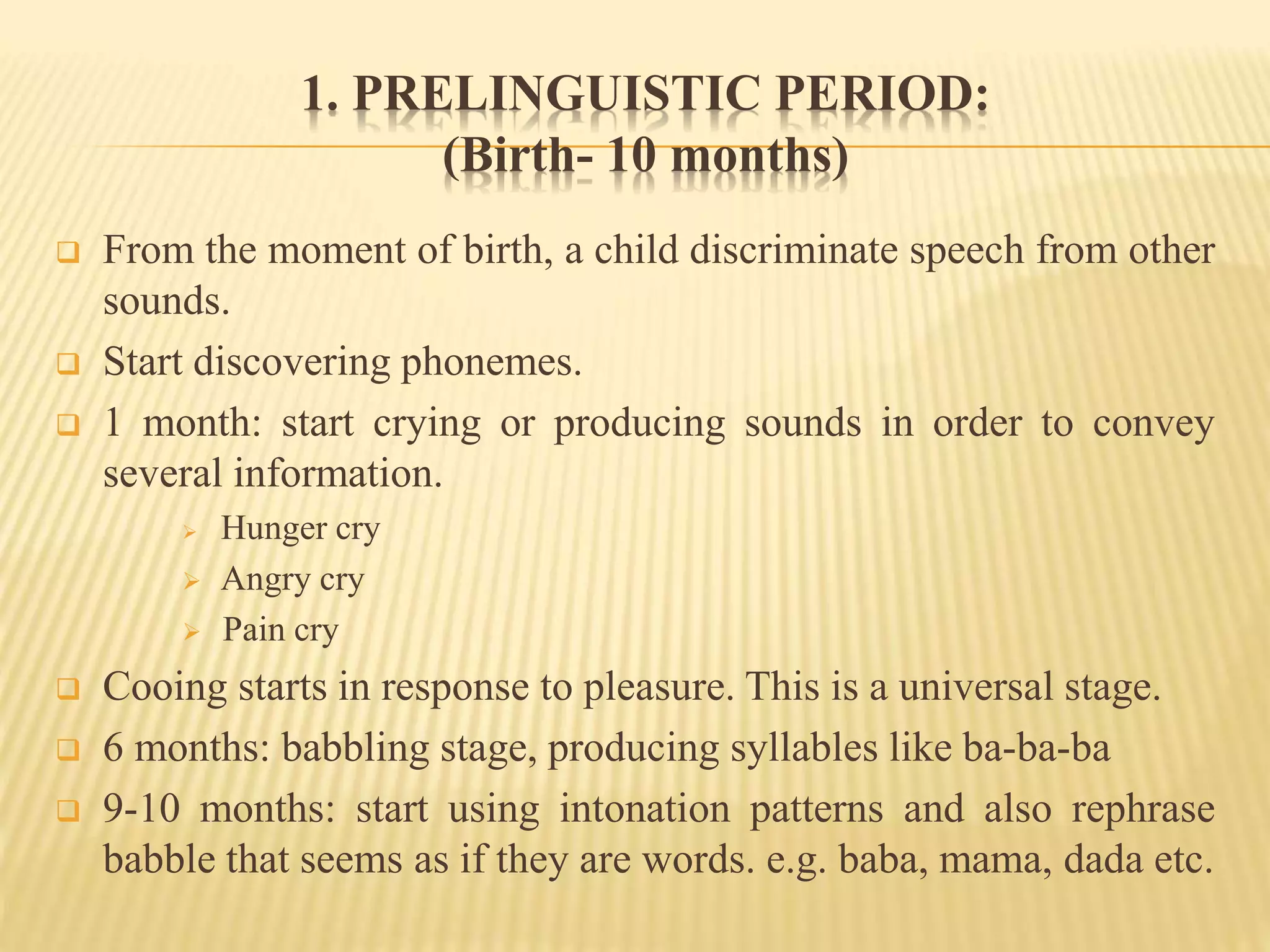 Stages of child language acquisition. | PPTX