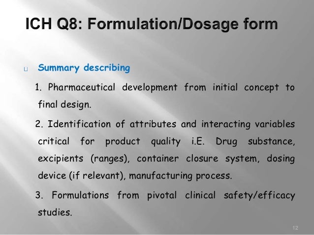 ICH Guideline Q8 Pharmaceutical Development