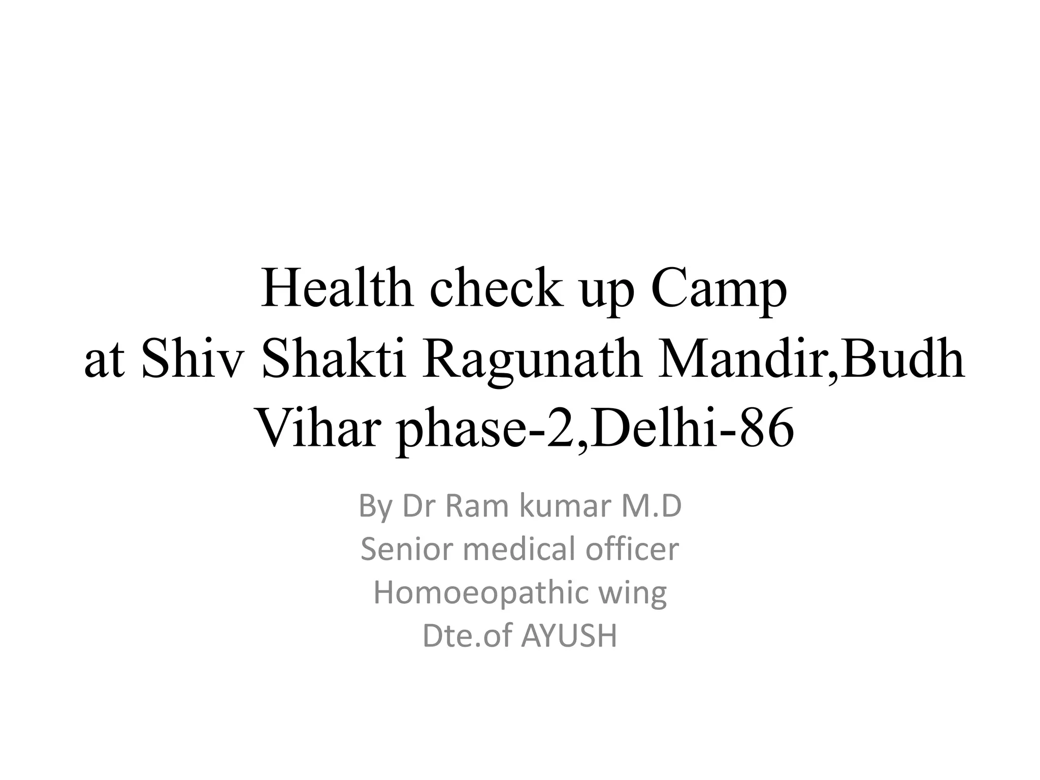 A report -Health check up Camp | PPTX