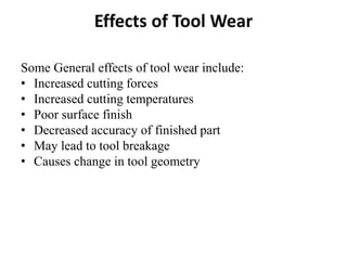Tool Wear and Tool life of single point cutting tool | PPTX