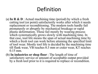 Tool Wear and Tool life of single point cutting tool | PPTX | Shaving ...