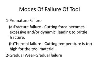 Tool Wear and Tool life of single point cutting tool | PPTX | Shaving ...