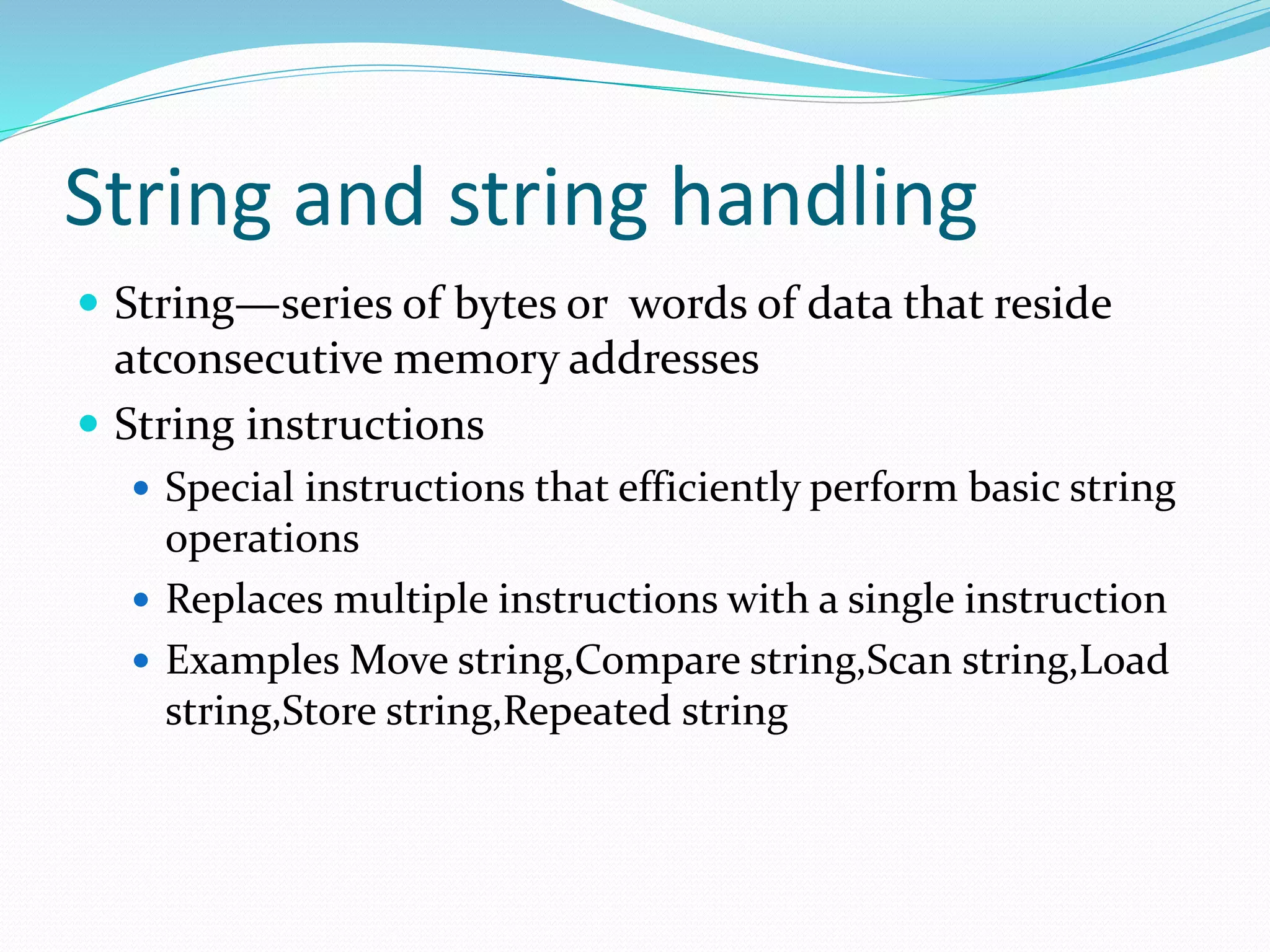 Subroutine & string in 8086 Microprocessor | PPTX