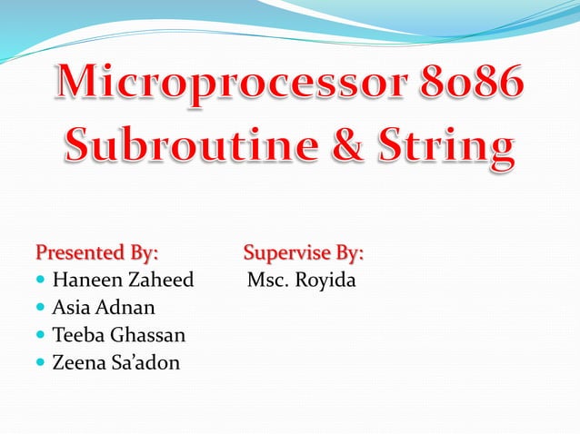 Subroutine & string in 8086 Microprocessor | PPTX