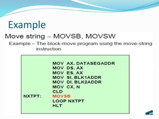 Subroutine & string in 8086 Microprocessor | PPTX