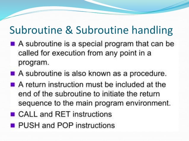 Subroutine & string in 8086 Microprocessor | PPTX